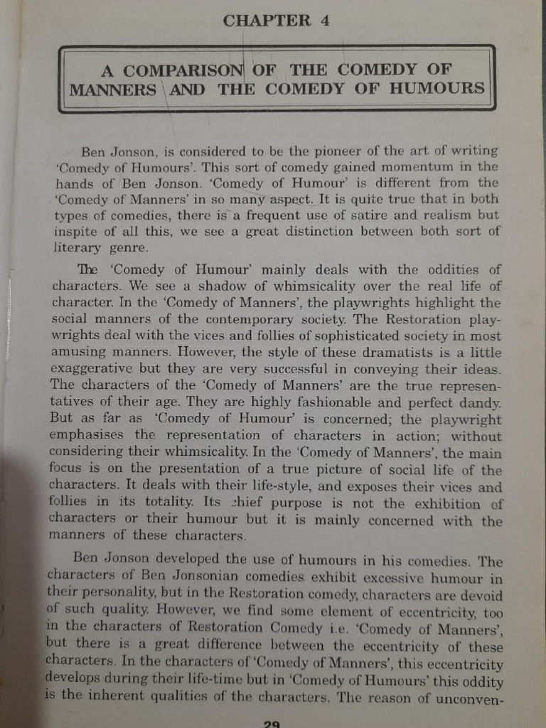 Comedy Manners Humours | PDF