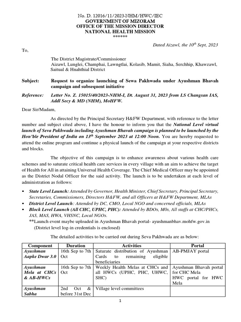 AYUSHMAN BHAVA Launch Order | Download Free PDF | Health Care ...