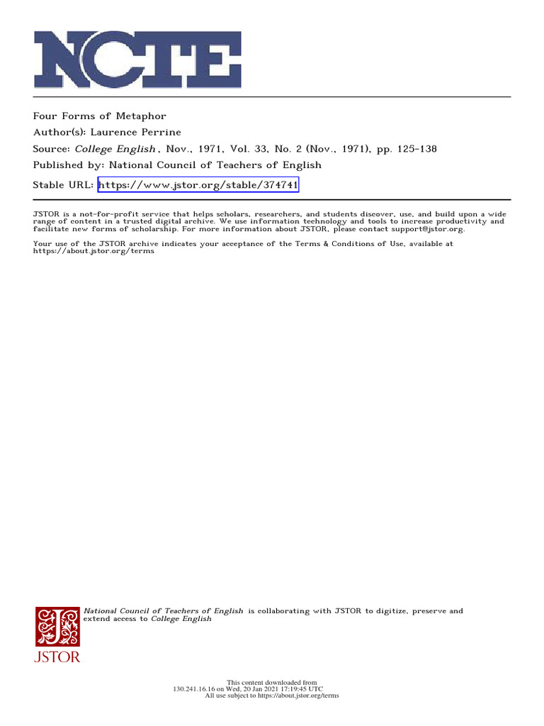 Four Forms Metaphor | PDF | Metaphor | Verb