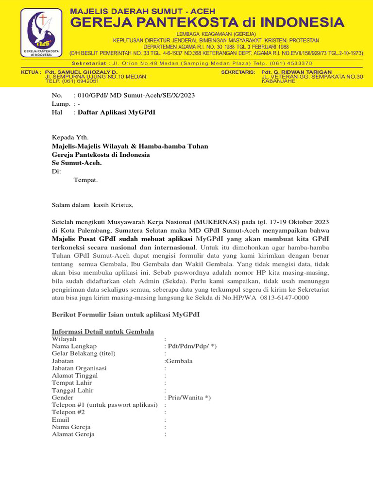 010_Surat Ttg MyGPdI | PDF