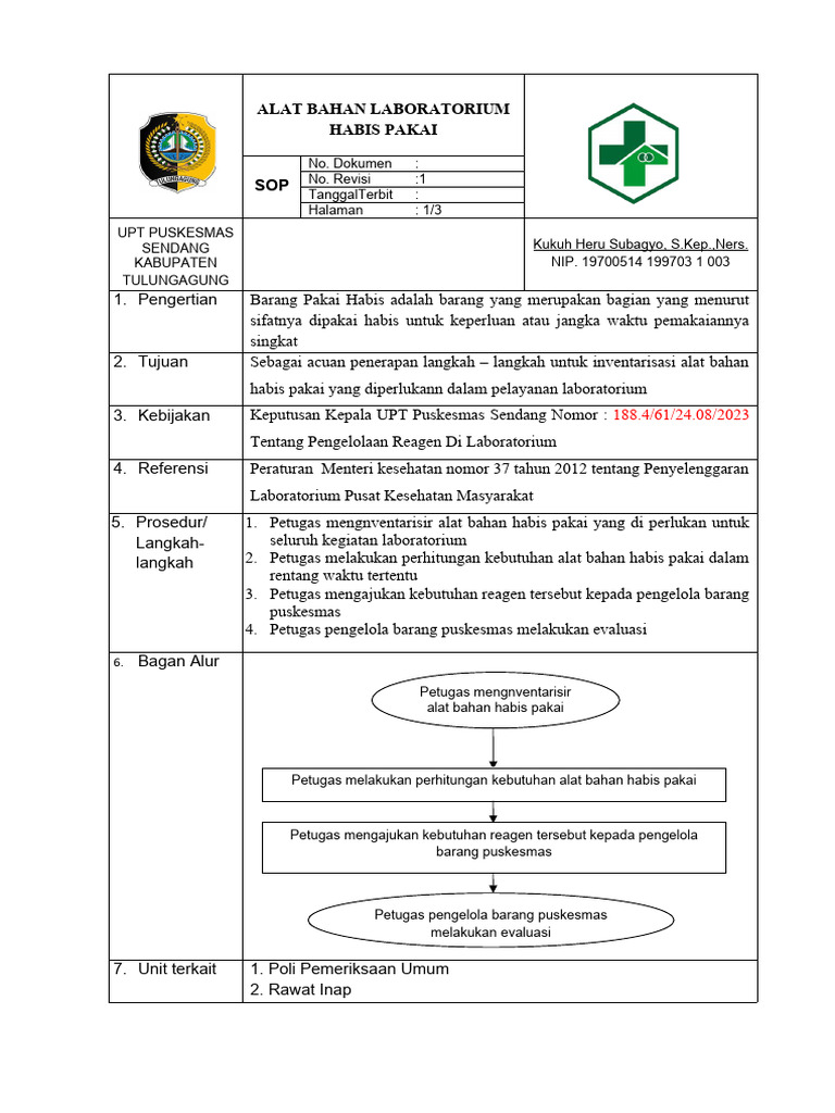 Sop Alat Bahan Laboratorium Habis Pakai | PDF