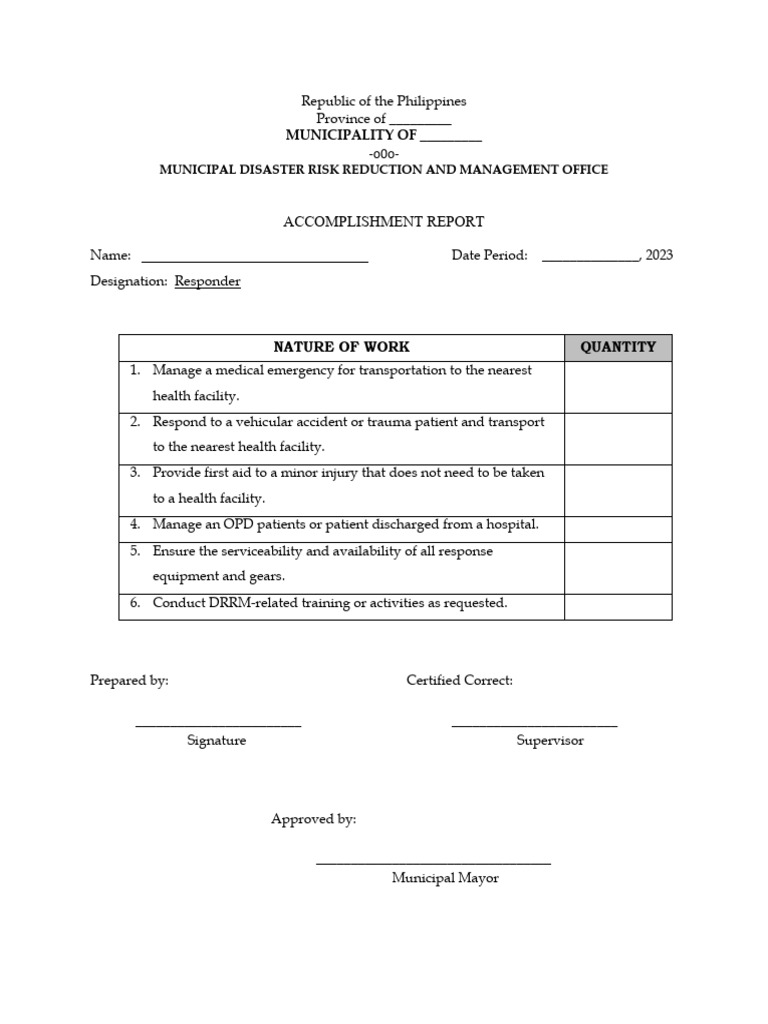 Accomplishment Report Templates-Responder | PDF