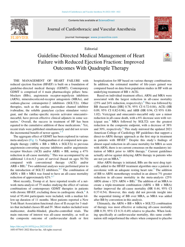 Guideline-Directed Medical Management of Heart Failure With Reduced Ejection Fraction: Improved ...