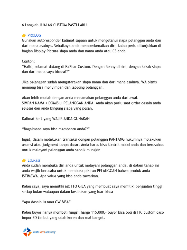 Materi 1 - 6 Step Jago Closing | PDF