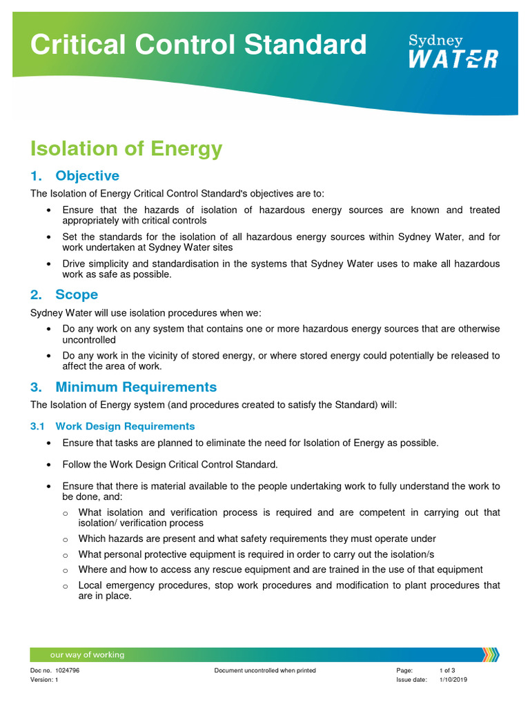Isolation of Energy-1024796 | PDF | Hazards | Dangerous Goods