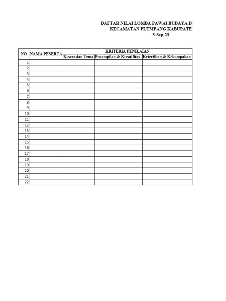 Formulir Penilaian | PDF