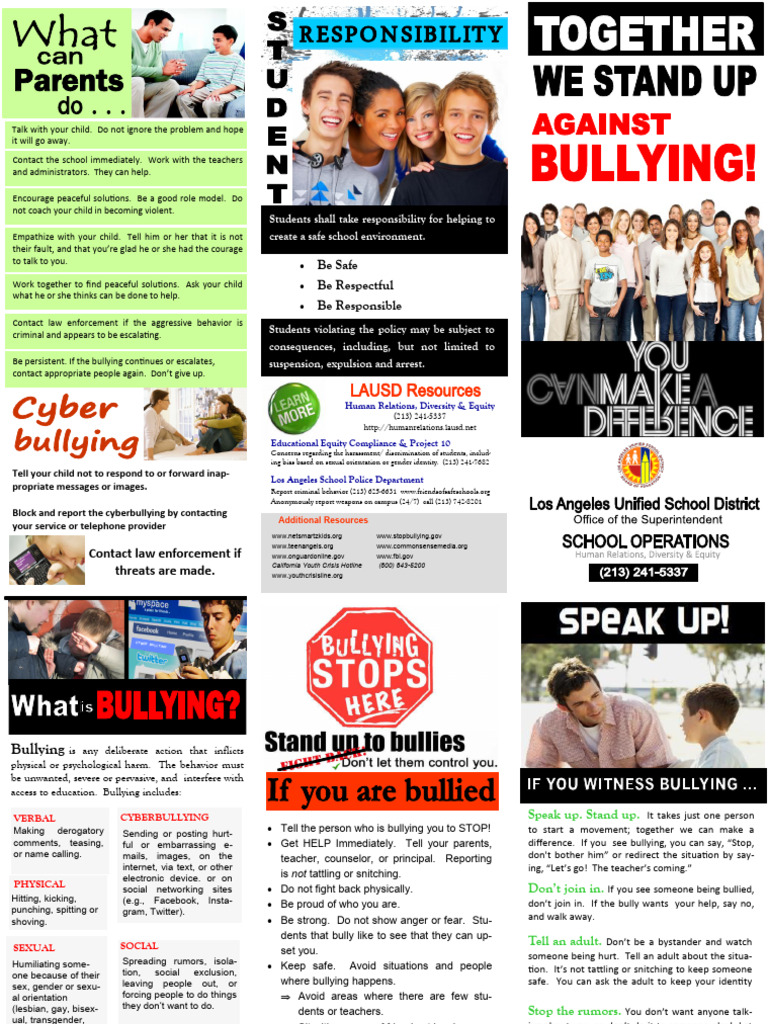 Bullying Brochure - English. | PDF | Cyberbullying | Bullying