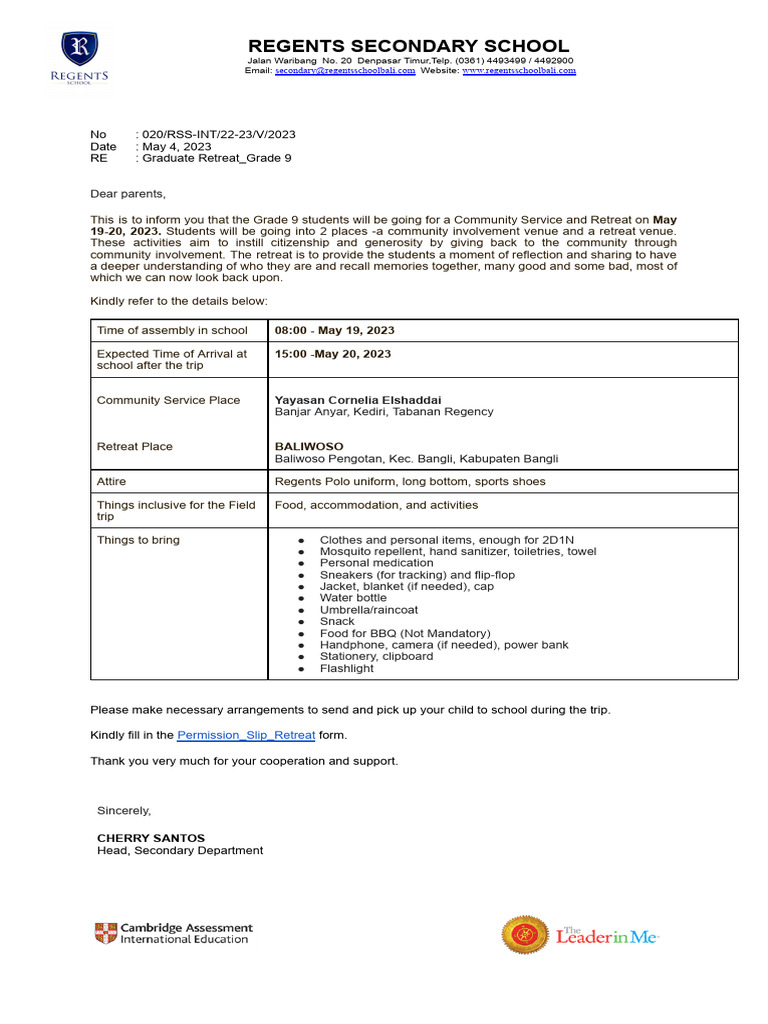 020 Grade 9 Graduate Retreat | PDF