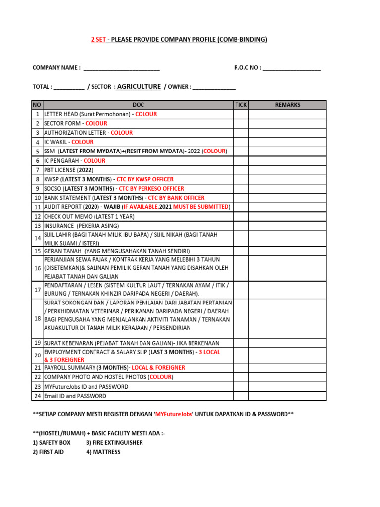 CHECKLIST Agriculture | PDF
