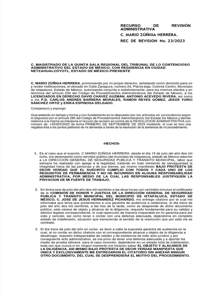 Recurso de Revisión Administrativa 2023 | PDF
