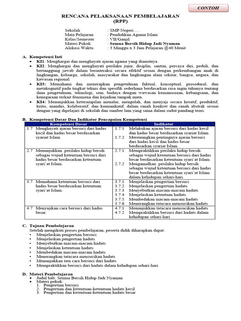 Contoh RPP Lengkap | PDF