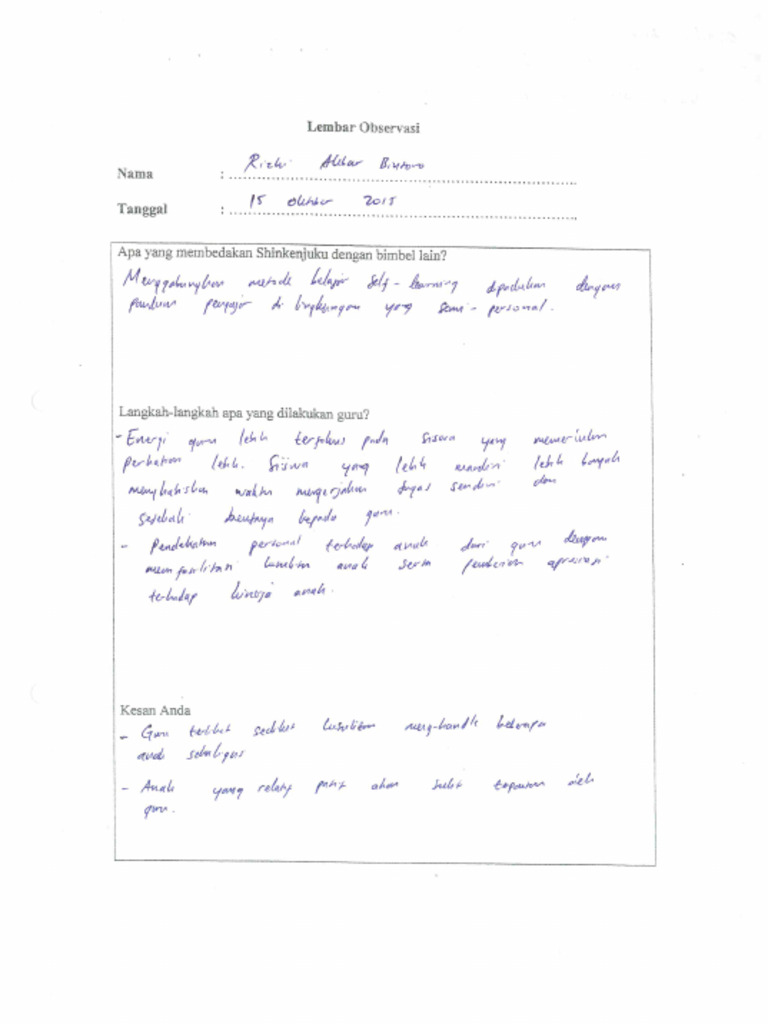 Lembar Observasi | PDF