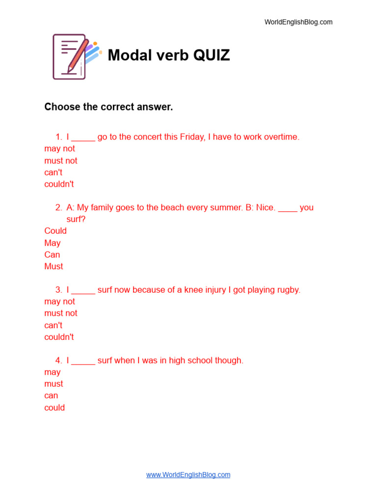 Modal-verb-QUIZ | PDF