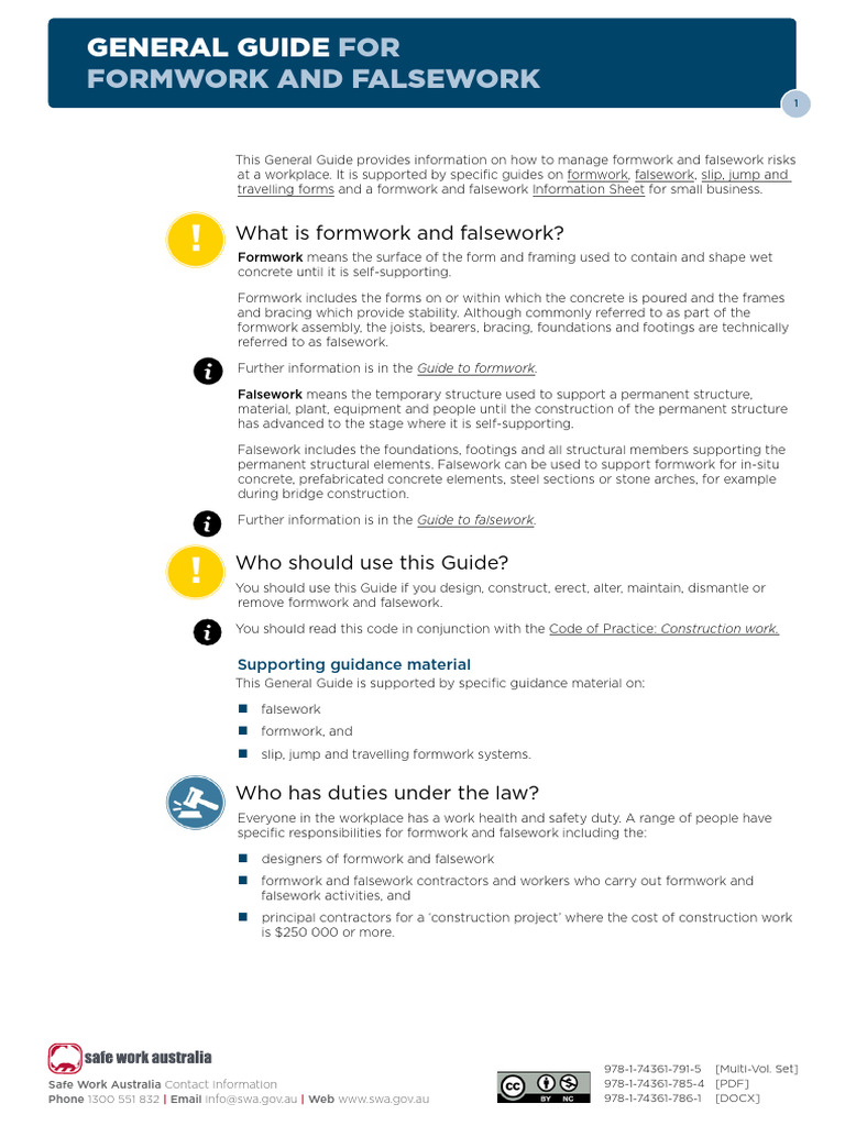 Formwork Falsework General Guide | PDF | Occupational Safety And Health | Risk