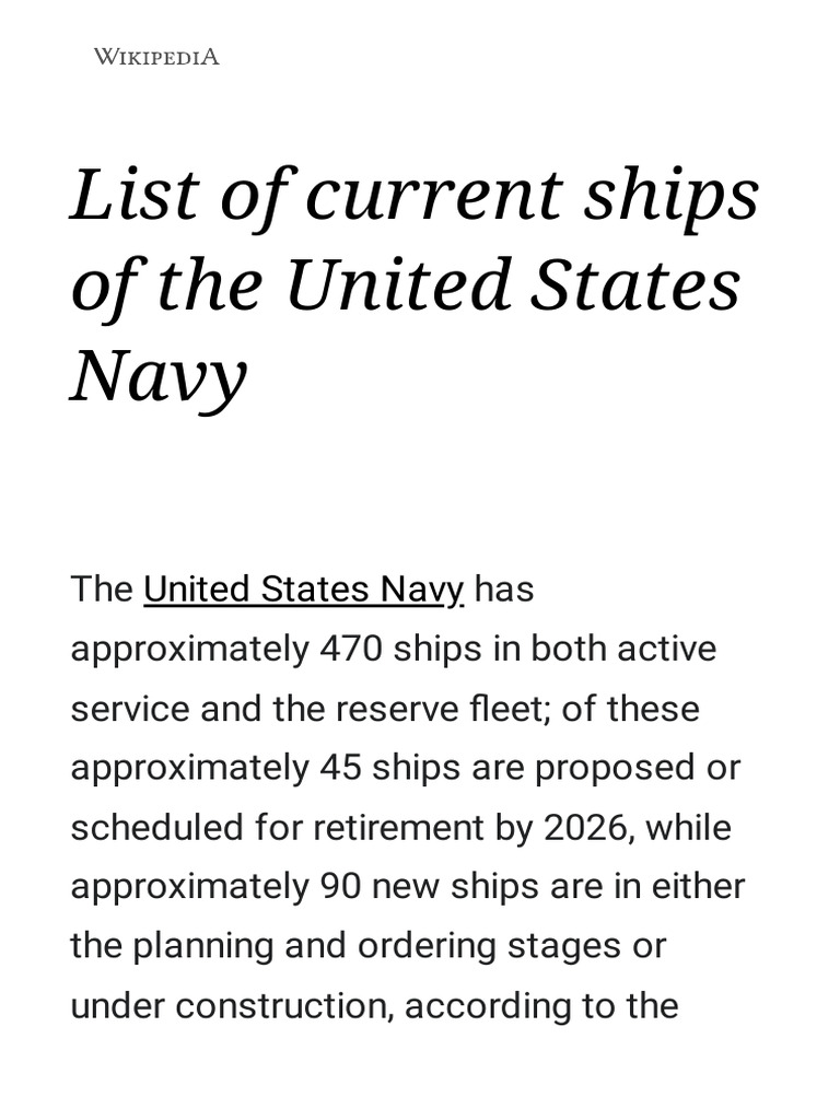 US Navy Ship Fleet Overview | PDF | United States Navy | Water Transport