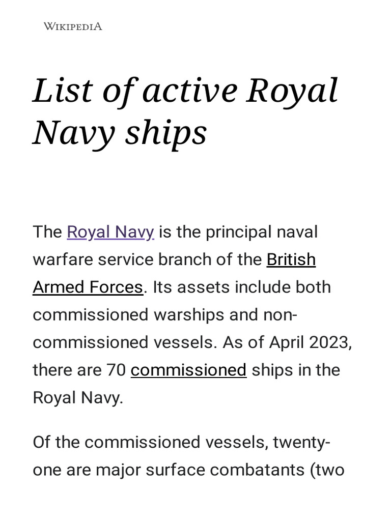 List of Active Royal Navy Ships - Wikipedia | PDF