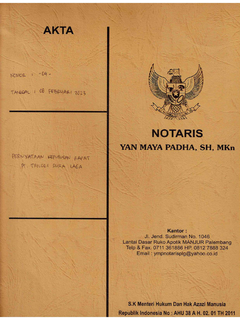 Akta Perubahan Terakhir | PDF
