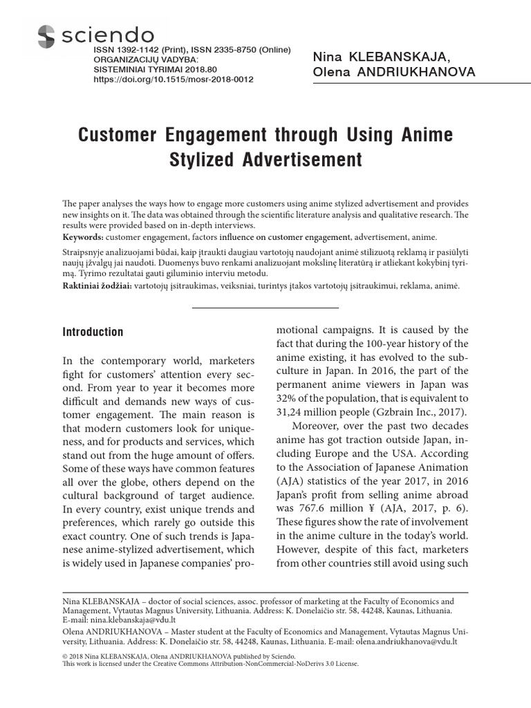 Customer Engagement Through Using Anime Stylized A | PDF | Advertising ...