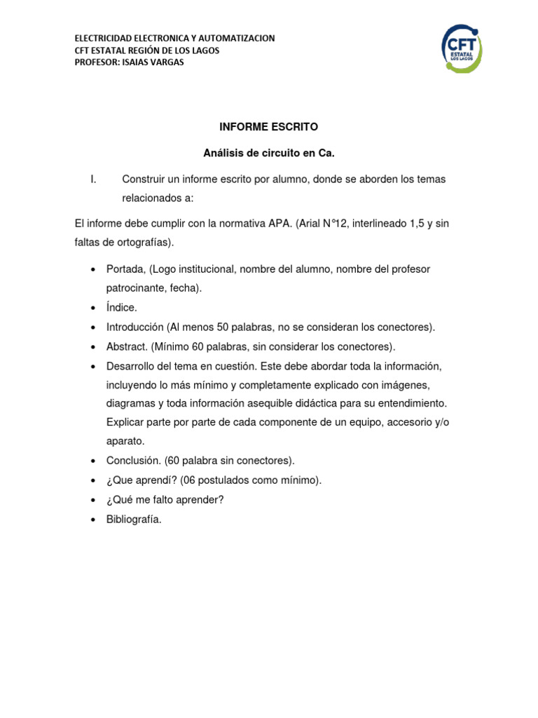 Pauta Informe Escrito | PDF