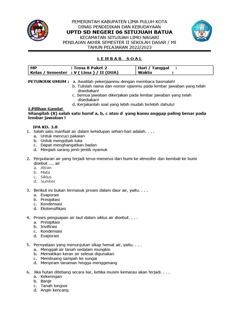Soal Pas 2 Tema 8 Paket 2 | PDF