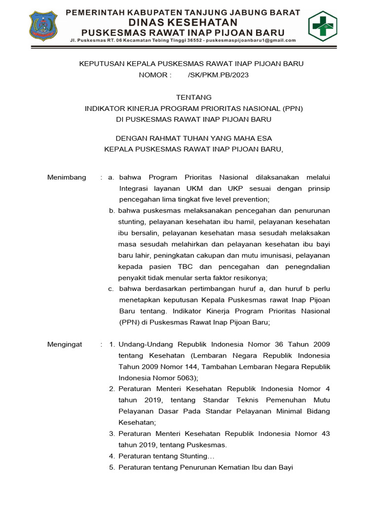 SK Indikator Program Prioritas Nasional 2023 | PDF