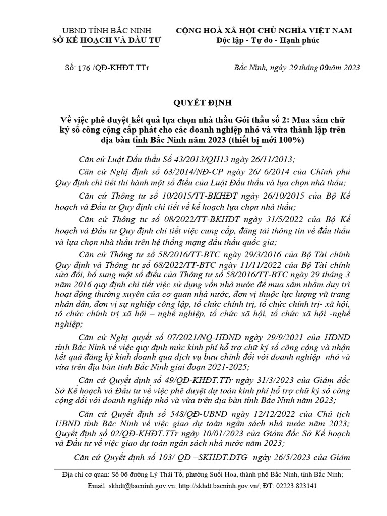 QD Phe Duyet KQLCNT Goi 2 CKS.T9.2023.Signed | PDF