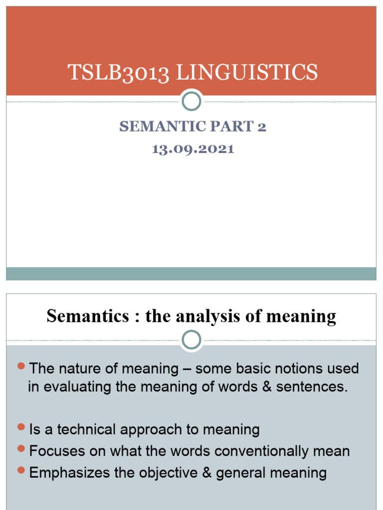 Linguistics: Understanding Semantics | PDF | Lexicon | Word