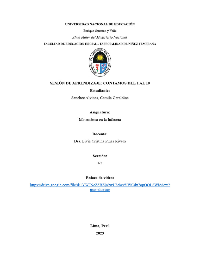 Sesion de Matematica Contamos Del 1 Al 10 | PDF