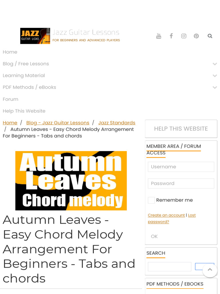 Autumn Leaves - Chord Melody Lesson For Jazz Guitar | PDF