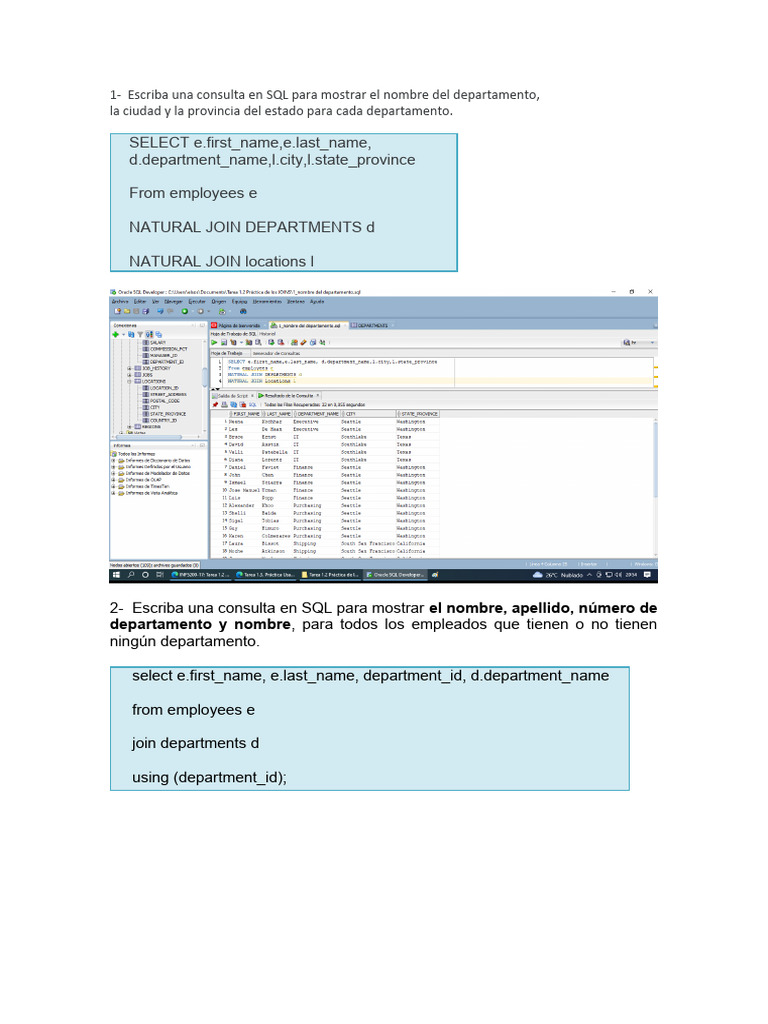 Tarea 1.2 Práctica de los JOINS | PDF | SQL | Datos