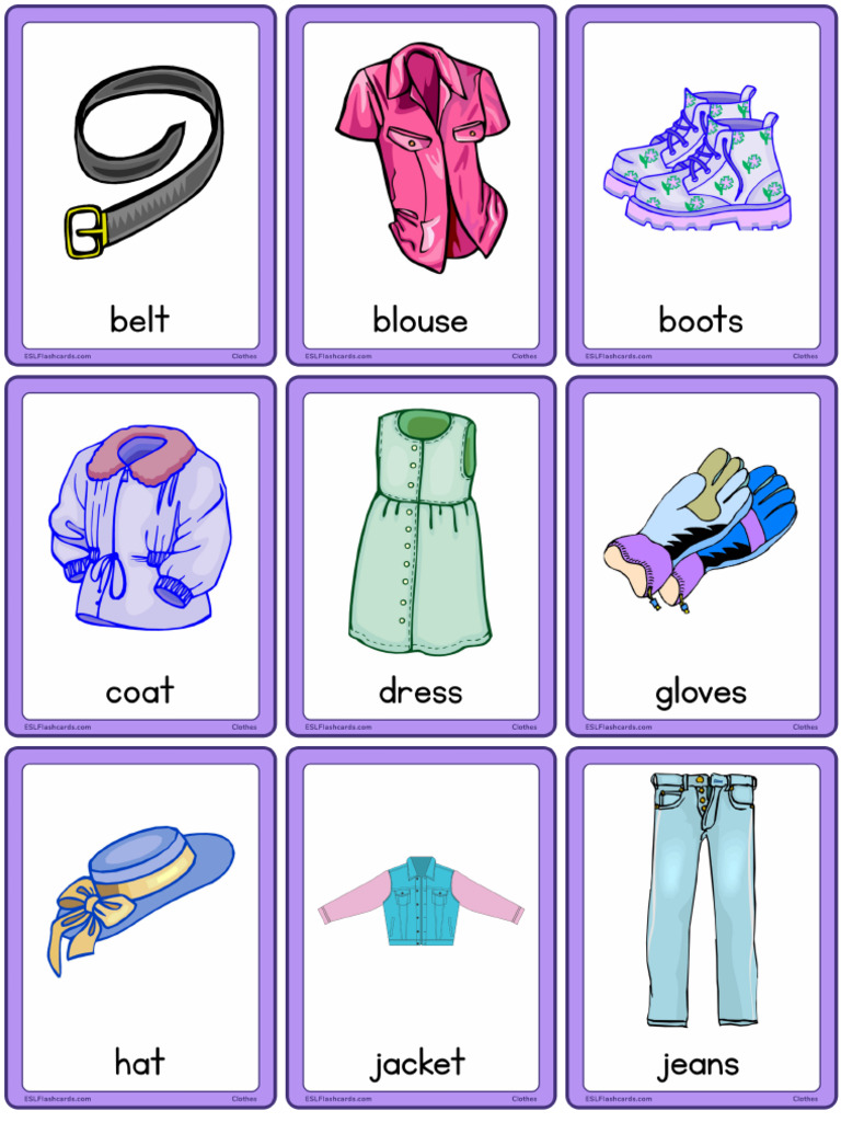 Clothes Small Flashcards With Labels | PDF