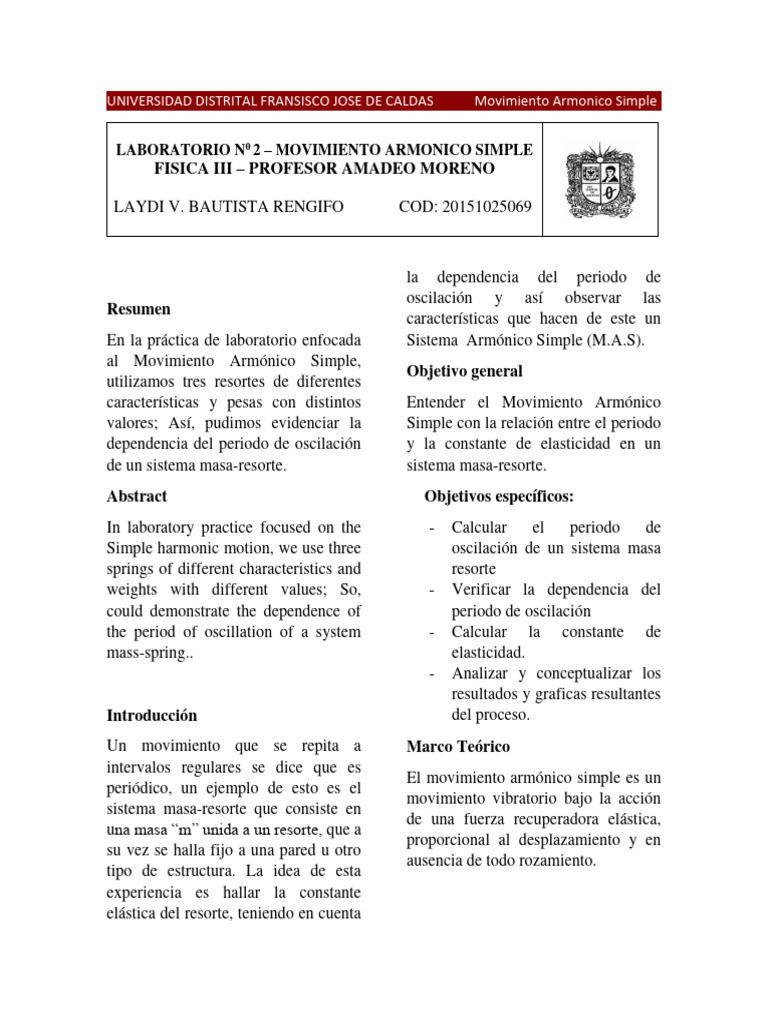 Informe No-2 M.a.S | PDF | Fuerza | Almacen de energia
