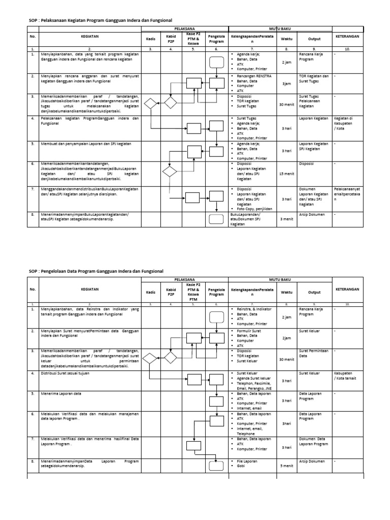 SOP Program Gangguan Indera dan Fungsional | PDF