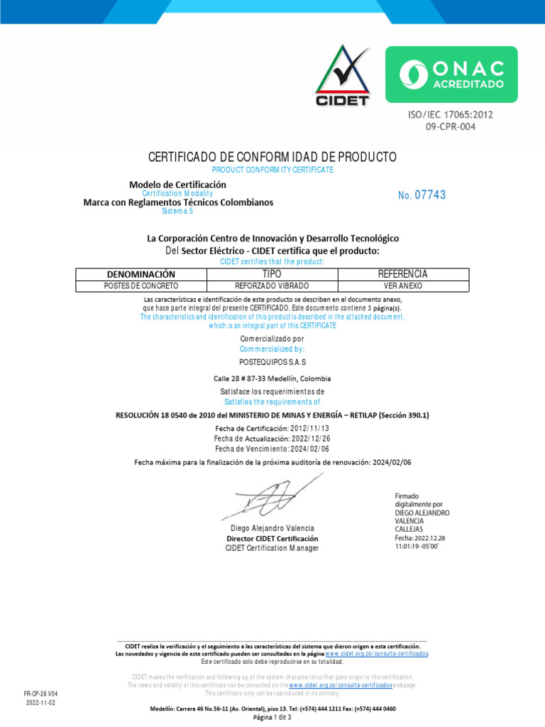 Certif Postes Carab Octog y Redond Retilap 07743 | PDF | Informática