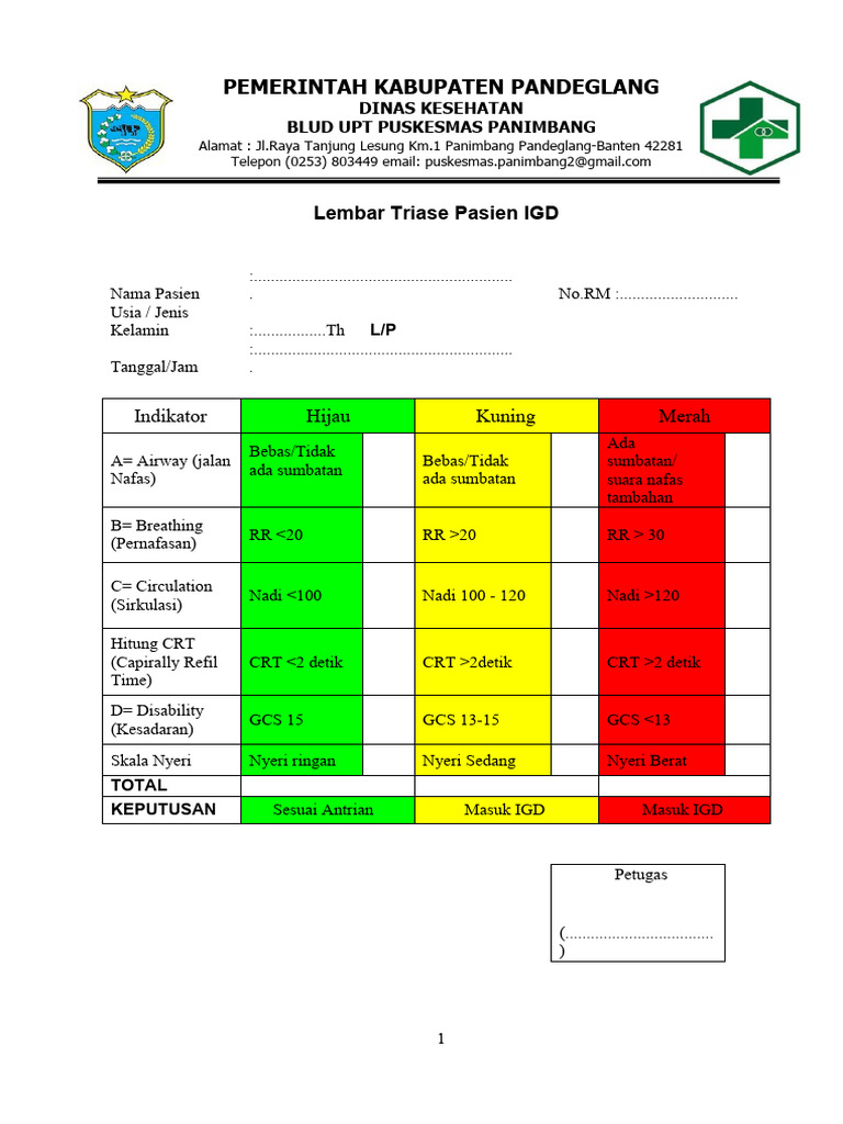 EP 3.3.1 Form. Lembar Triase Rev.02. | PDF