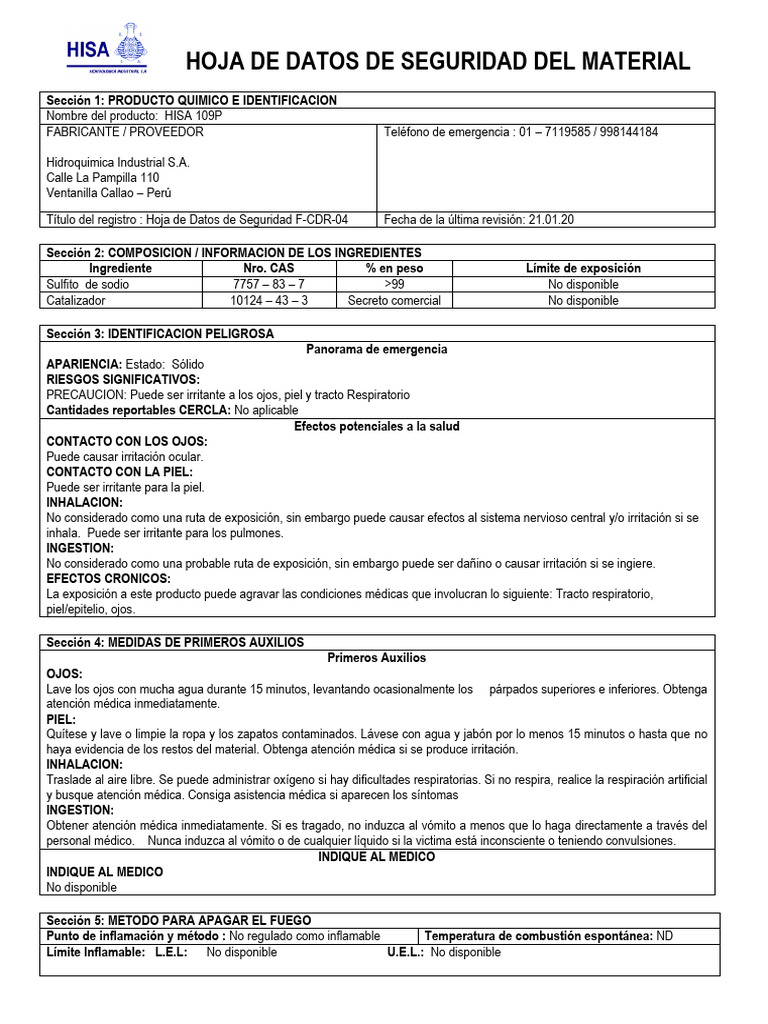 F-CDR-04 Hisa 109P R04 | PDF | Agua | Incendios