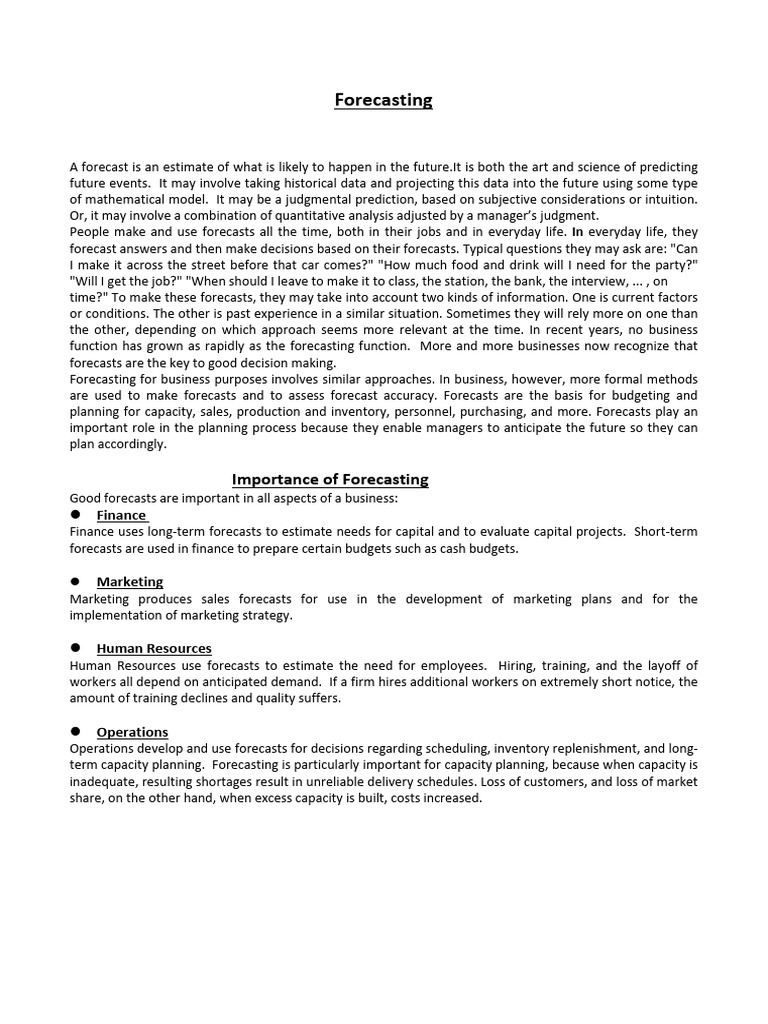 Understanding Business Forecasting Techniques | PDF