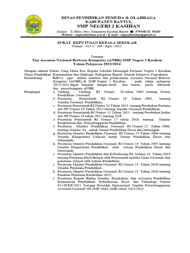 SK Tim Anbk 20232024 | PDF