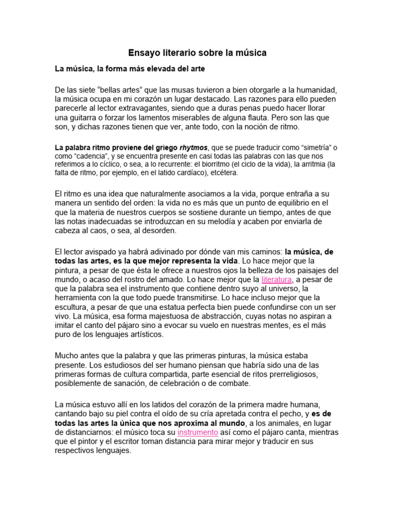 Ensayo Literario Sobre La Música | PDF | Ritmo