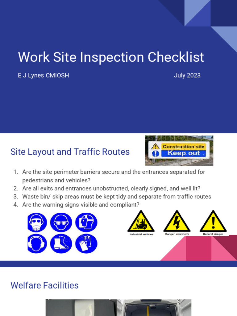 Work Site Inspection Checklist 1 | PDF | Stairs | Safety