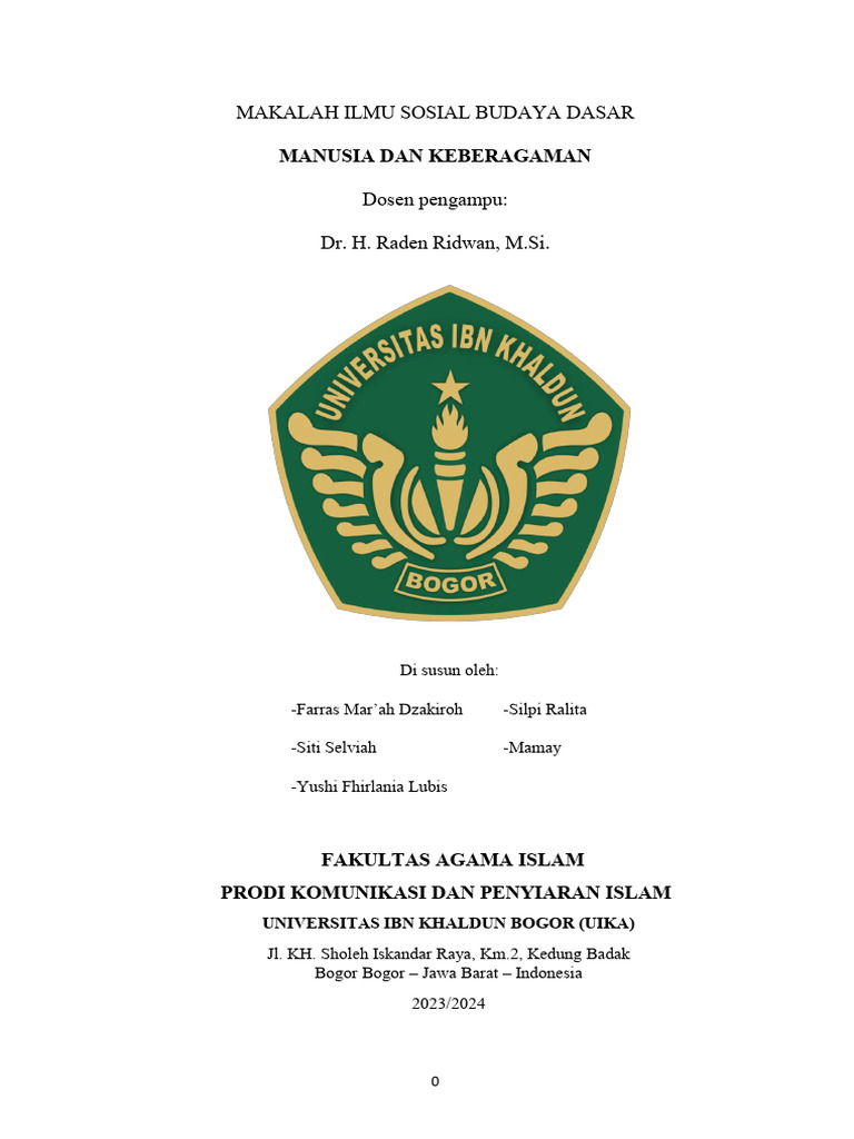Isbd Kel. 5 Manusia Dan Keberagaman | PDF