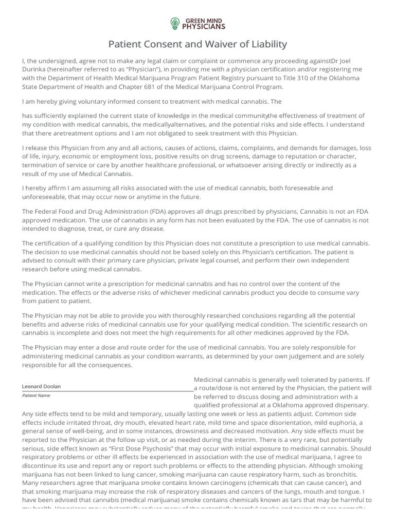 OMMA Medical Card Doctor Recommendation | PDF | Medical Cannabis ...