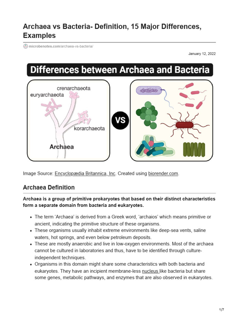 Archaea Vs Bacteria - Definition 15 Major Differences Examples | PDF | Archaea | Bacteria