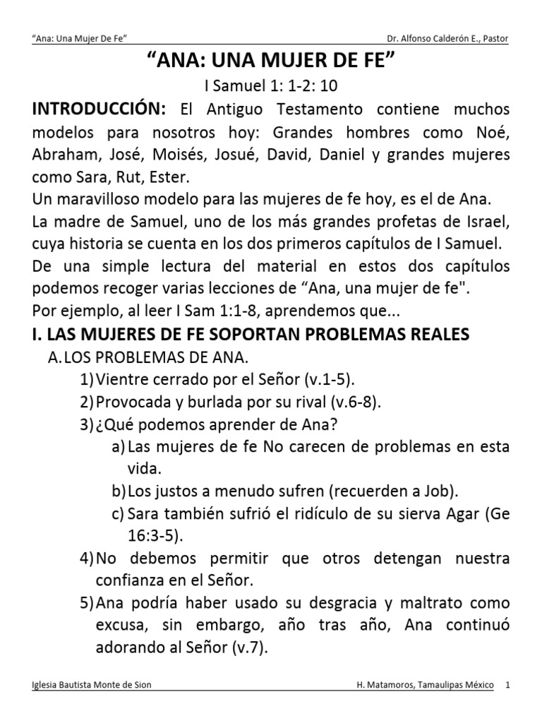 Ana: Fe y Oración en la Adversidad | PDF | Oración | Cristo (título)