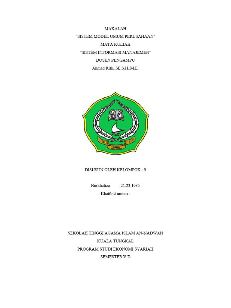 Model Sistem Umum Perusahaan dalam Manajemen | PDF | Bisnis | Seni