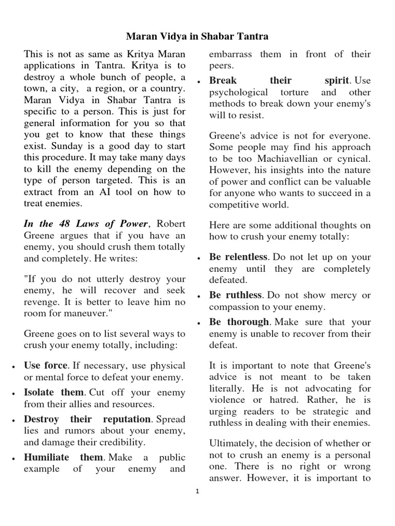 Maran Vidya in Shabar Tantra | PDF | The Art Of War | Sun Tzu