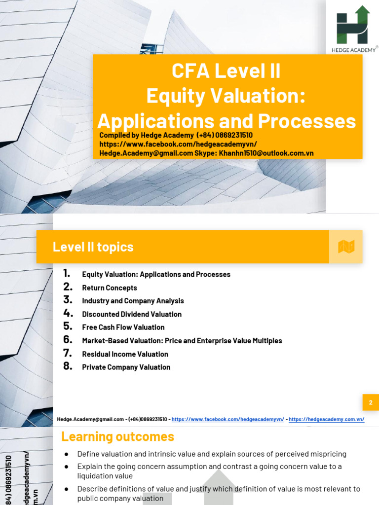 CFA Level II - Equity - Equity Valuation Applications and Processes ...
