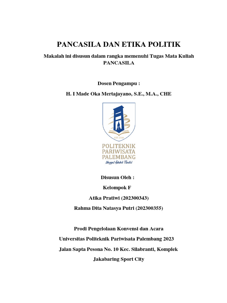 Makalah Pancasila Sebagai Etika Politik | PDF