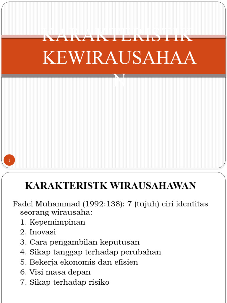 Materi Karakteristik Kewirausahaan | PDF Materi Karakteristik Kewirausahaan | PDF
