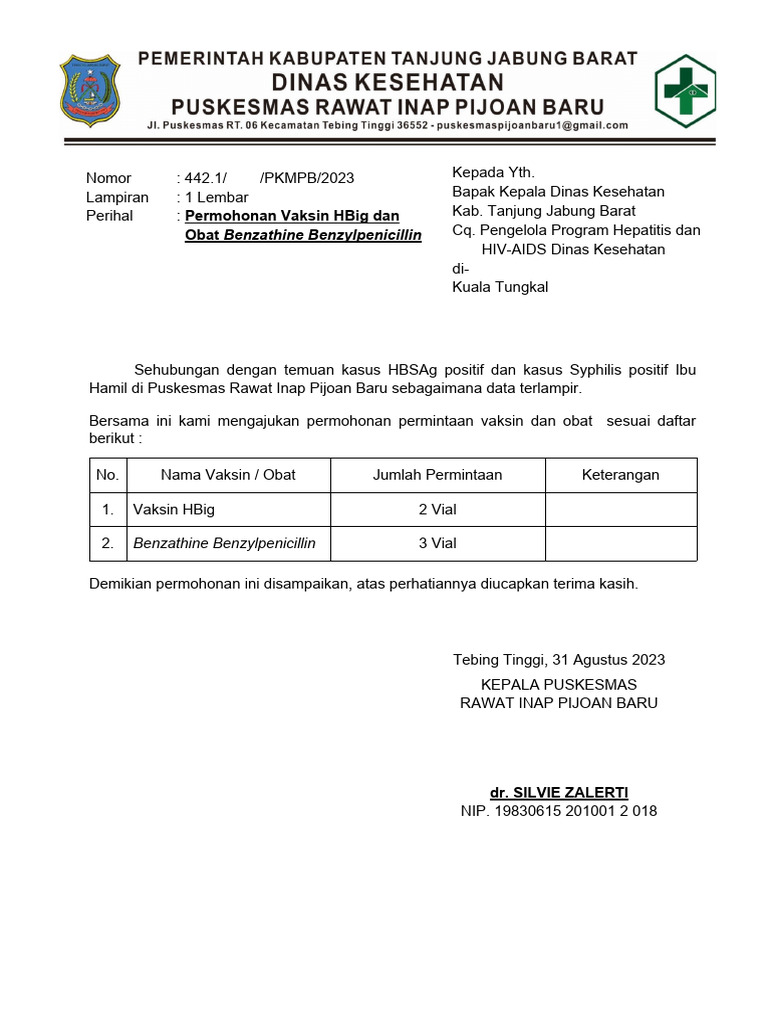 PERMOHONAN PERMINTAAN VAKSIN HBig | PDF